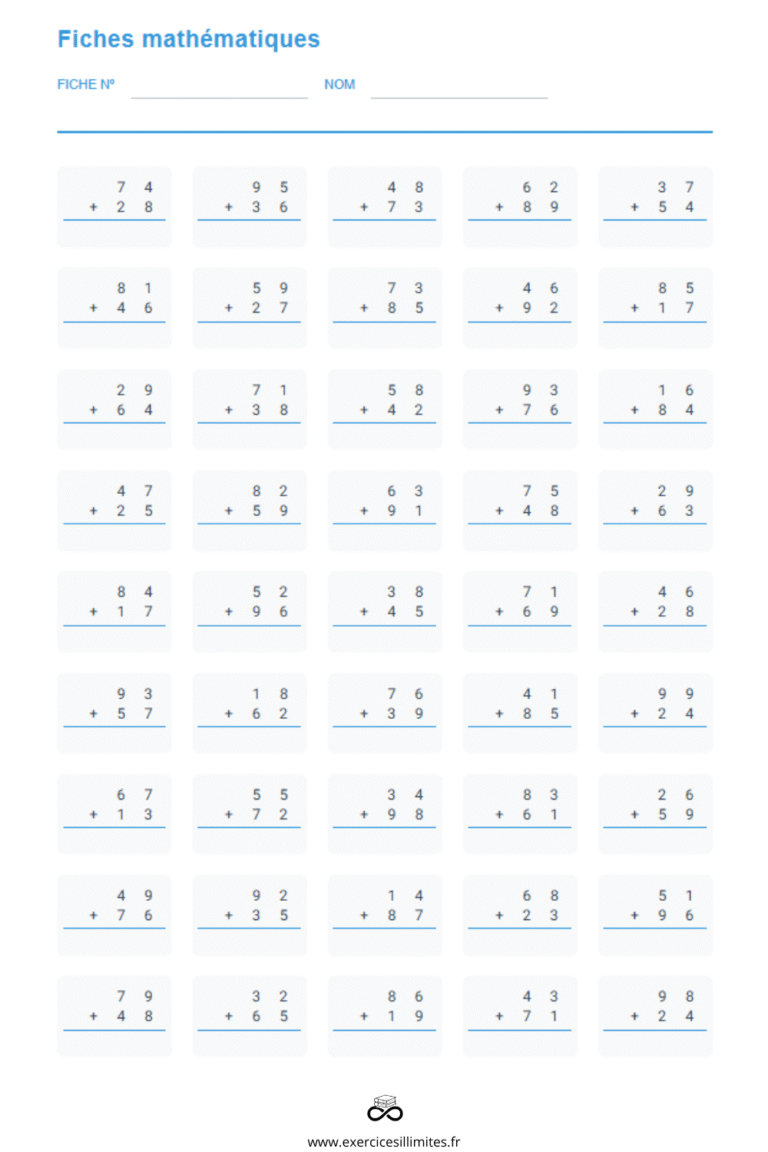 Additions CE1 : Fiches à télécharger & Exercices
