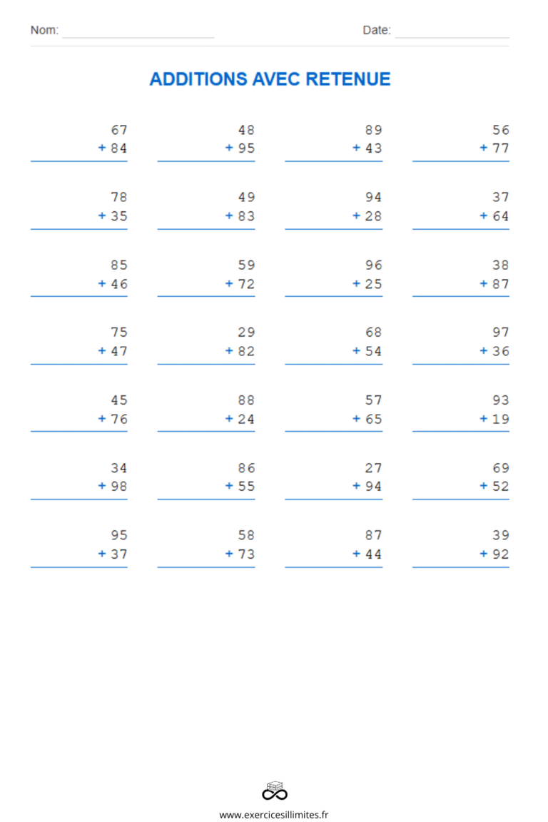 Exercices addition et de soustraction CP PDF