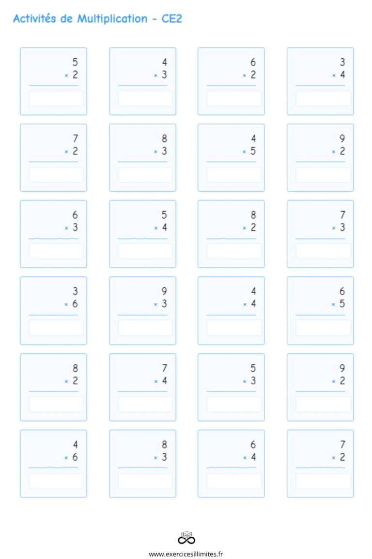 Multiplication CE2 : exercices en ligne gratuits