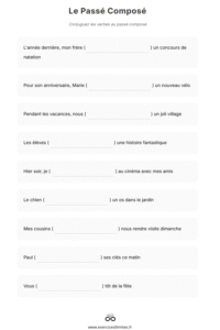 Passé Composé CE2 – Exercices et Fiches à Télécharger