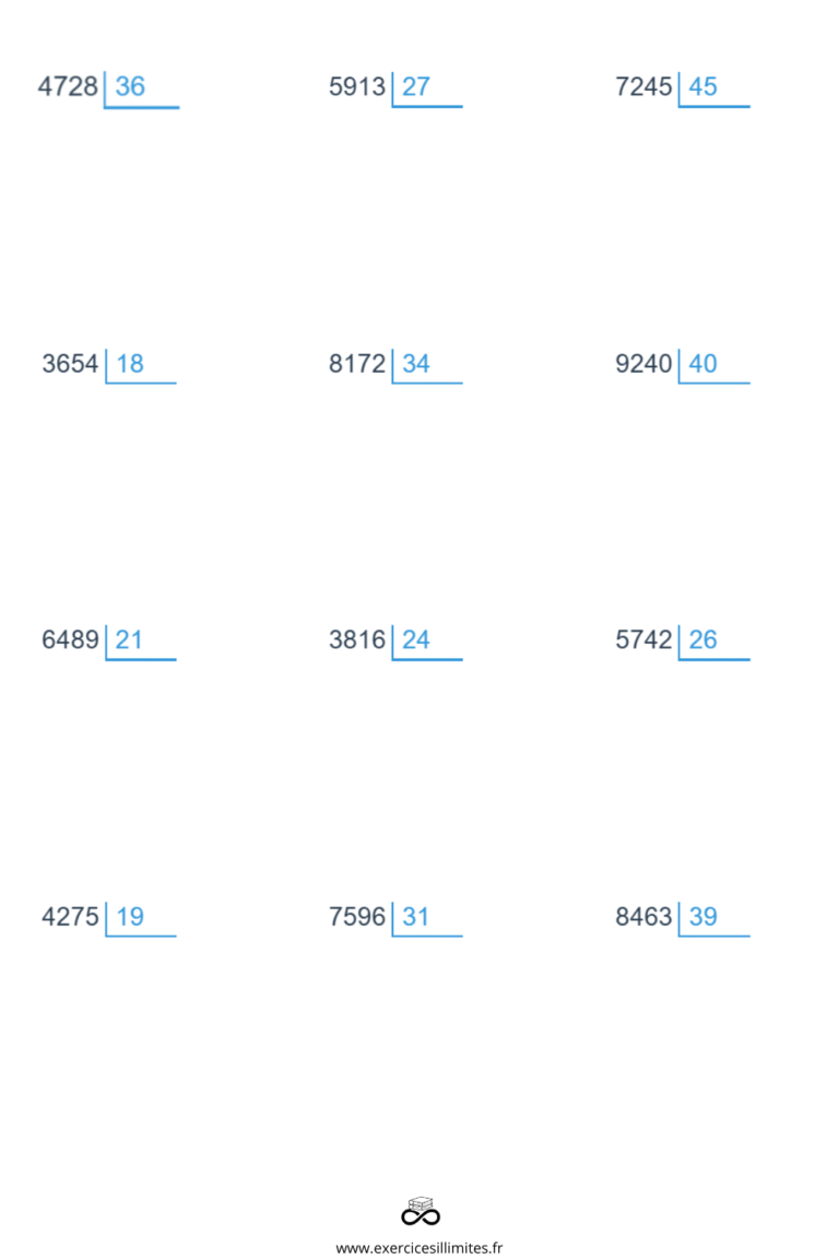 Division CM1 – Exercices et fiches à télécharger