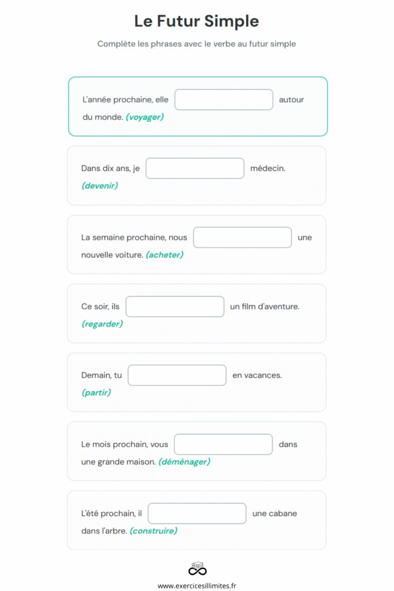 Exercices Futur Simple CE2 à imprimer et en ligne