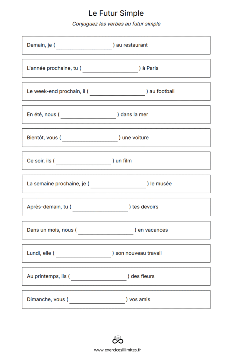Exercices Futur Simple CE2 à imprimer et en ligne