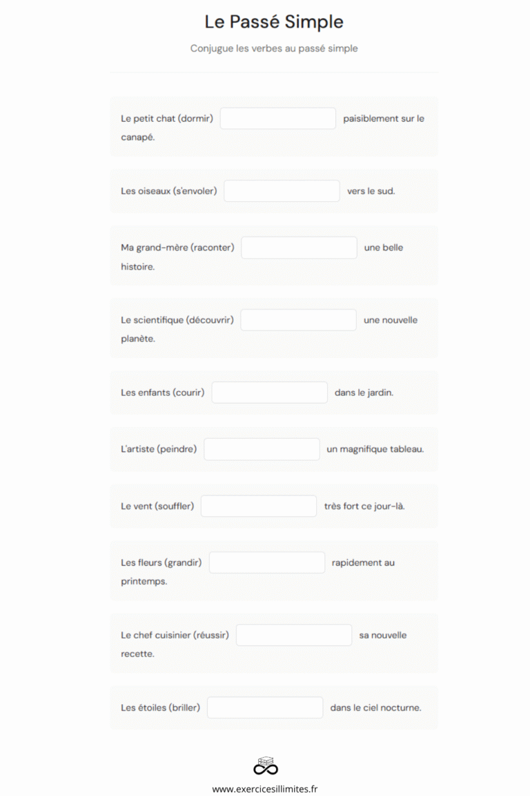 Passé simple CM2 : exercices et évaluations gratuits